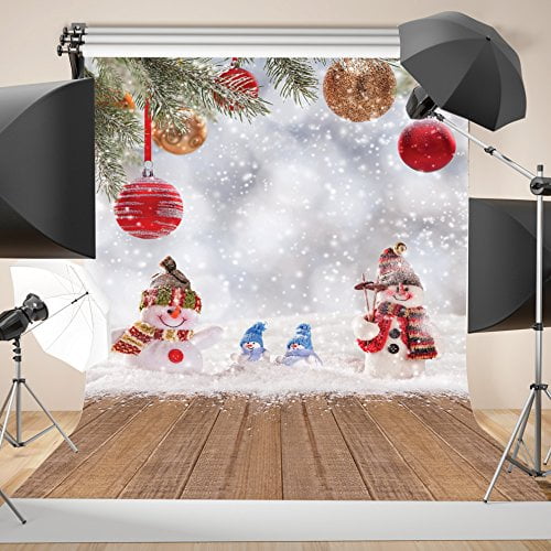 MOHome 5x7ft Christmas Backdrops Photography Frozen Snow Wood Floor ...