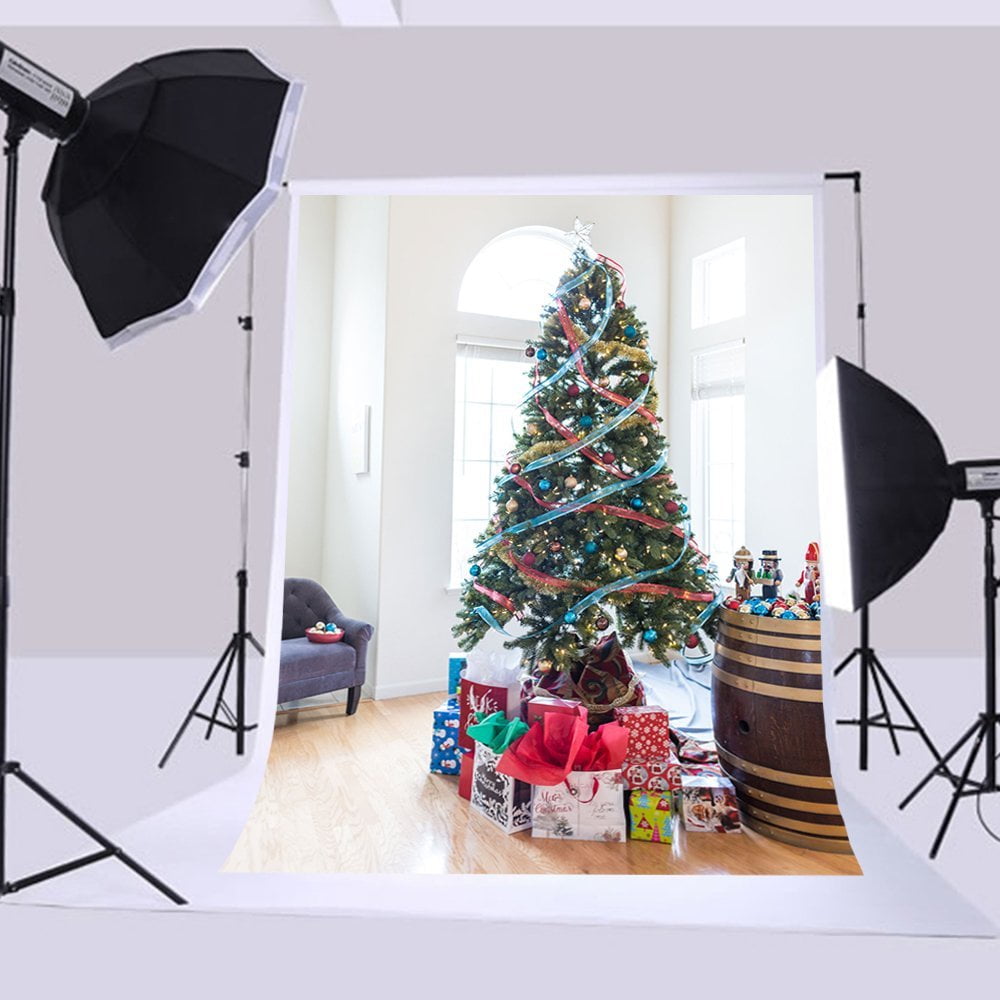 MOHome 5x7ft Christmas backdrops Indoor Christmas tree gift christmas ...