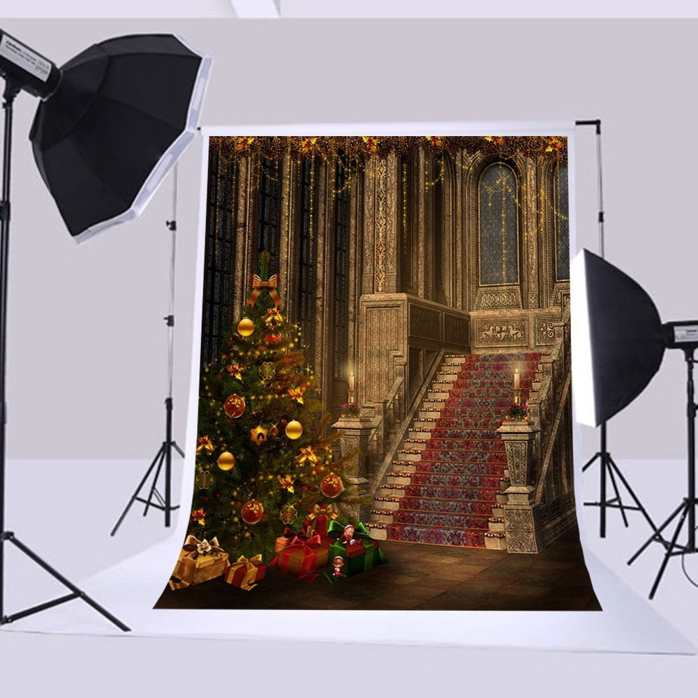 MOHome 5x7ft Christmas backdrops Indoor Christmas tree toys christmas ...