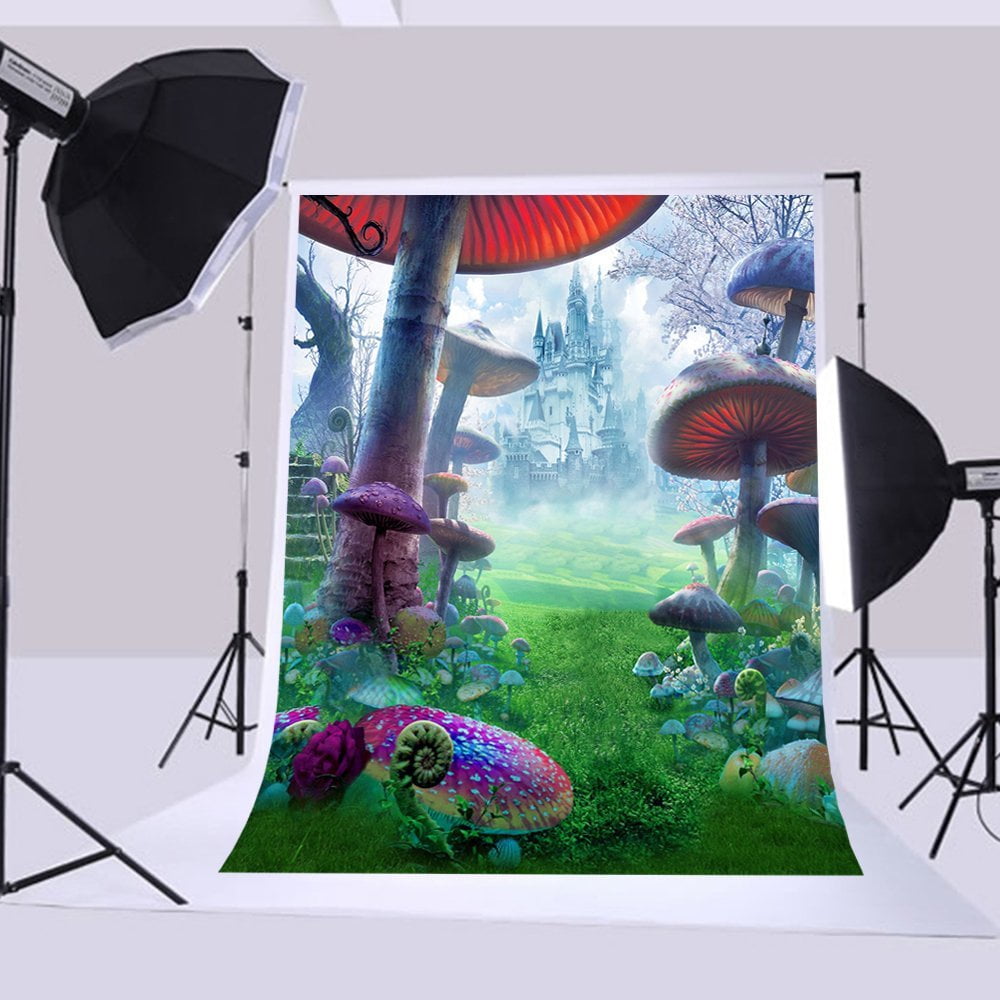 MOHome 5x7ft Christmas backdrops Wonderland giant mushroom castle ...