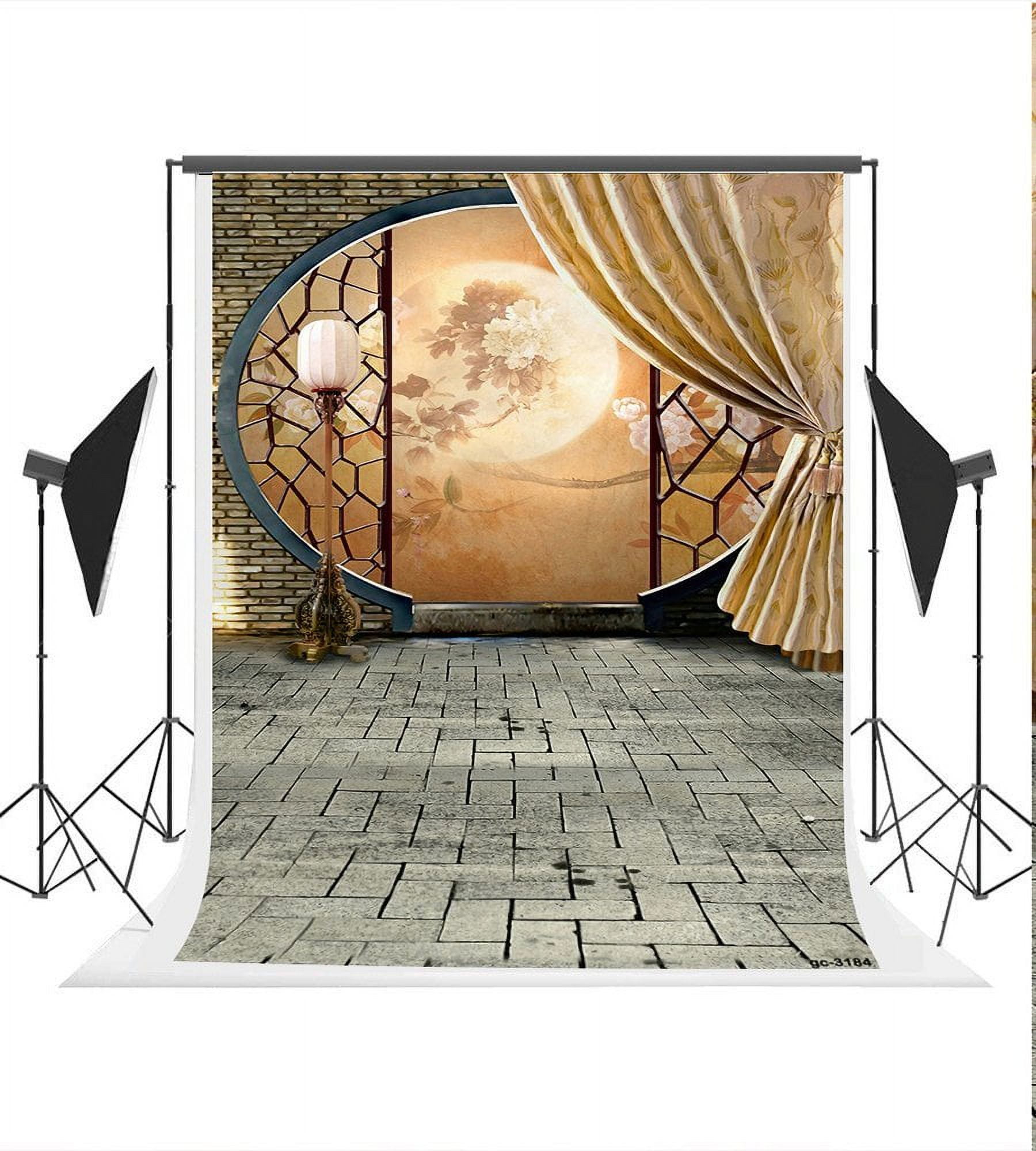 MOHome 5x7ft Circular Screen and Gray Brick Floor Photography ...