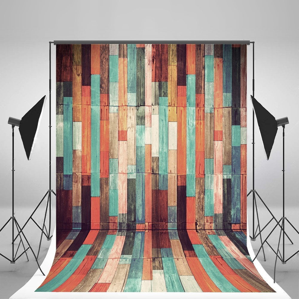 MOHome 5x7ft Colorful Wooden Wall Photo Backgrounds Wood Floor ...