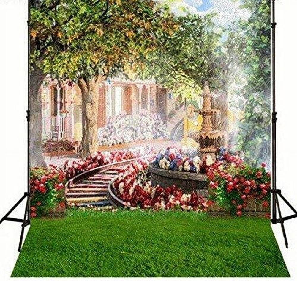MOHome 5x7ft European flower garden green grass track patio backdrop ...