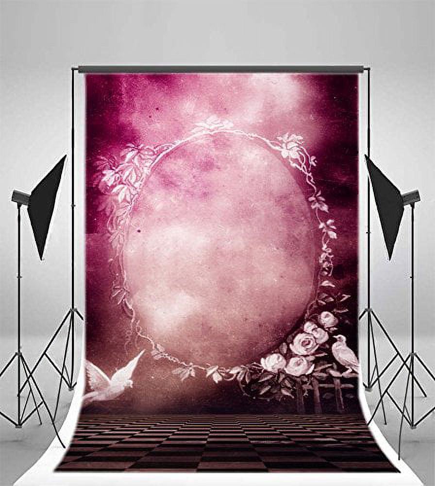 MOHome 5x7ft Fairytale Backdrop White Dove Magic Mirror Rose Flowers ...