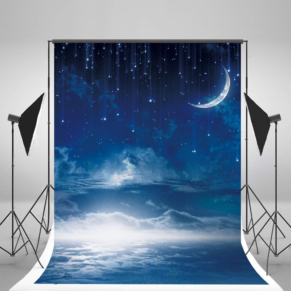 MOHome 5x7ft Fantasy Blue Sky Photography Backdrops Moon White Cloud ...