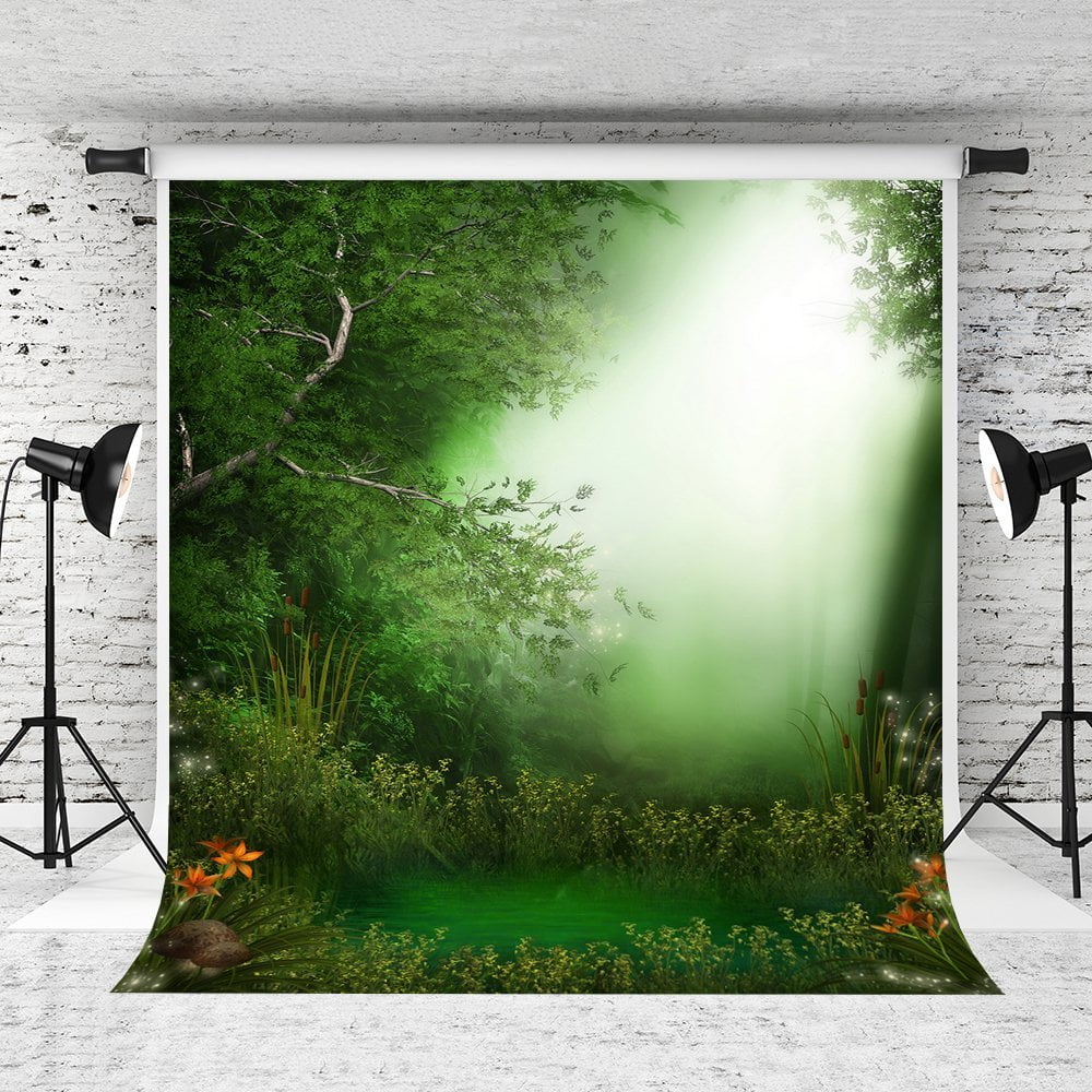 MOHome 5x7ft Fantasy Green Photography Backdrop Natural Forest ...