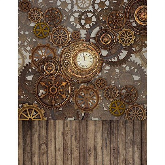 MOHome 5x7ft Gold Mechanical Clock Photography Studio Backdrop ...