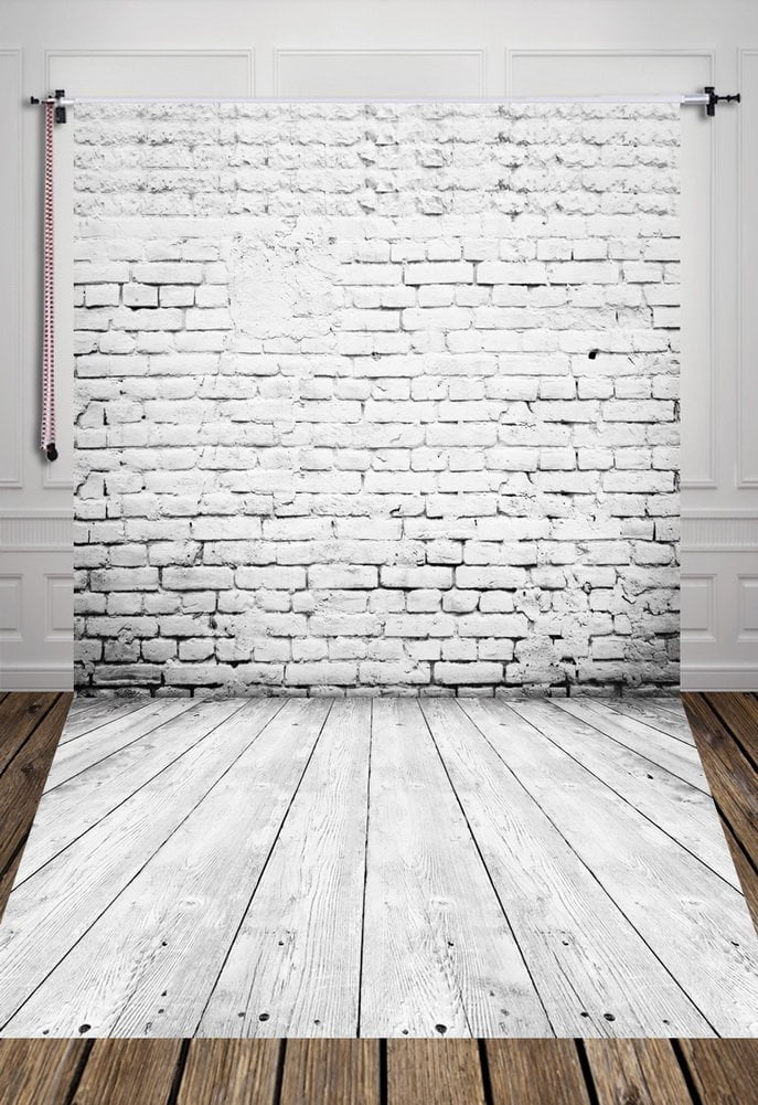 MOHome 5x7ft Gray Brick Wall Vintage Wood Floor Portraits Photography Backdrops Indoor Studio ...
