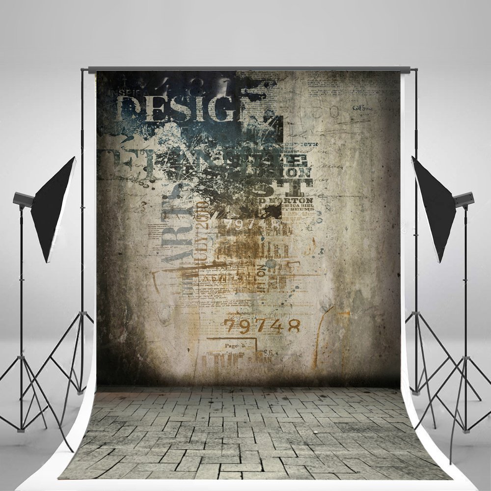 MOHome 5x7ft Gray Photography Backdrops Graffiti Wall Alphabet Digital ...