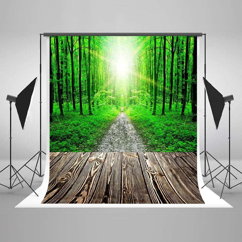 MOHome 5x7ft Green Forest Photography Backdrops Sunshine and Path Shoot ...