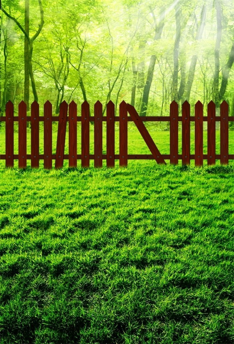 MOHome 5x7ft Green Meadows Photography Studio Backdrop Park Lawn Fence ...