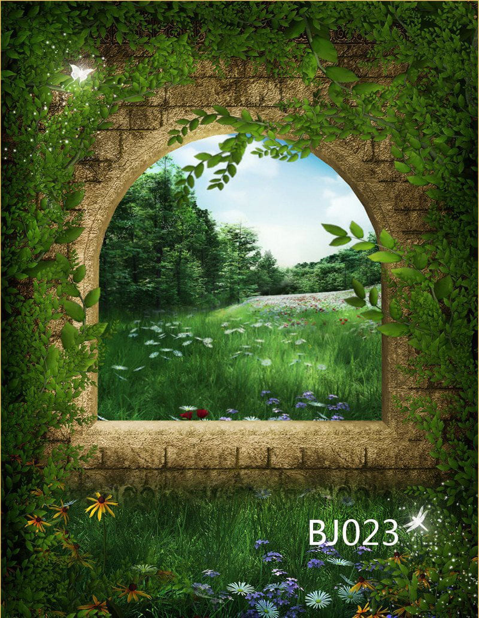 MOHome 5x7ft Green Window Photography Background Photography Backdrop ...