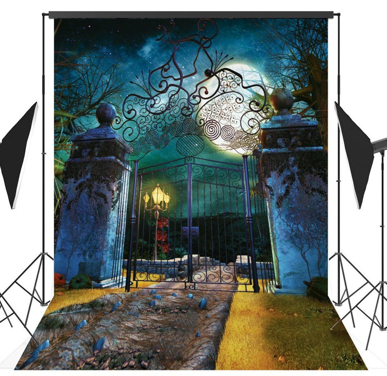 MOHome 5x7ft Halloween Horror Nights Moon Mysterious Door Costume Party ...