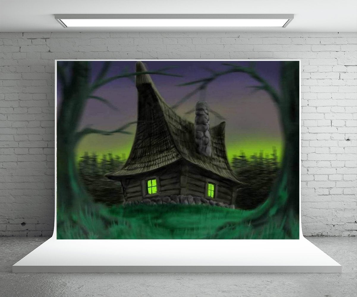 MOHome 5x7ft Halloween Photo Backdrop Brick House Terrible Woods ...