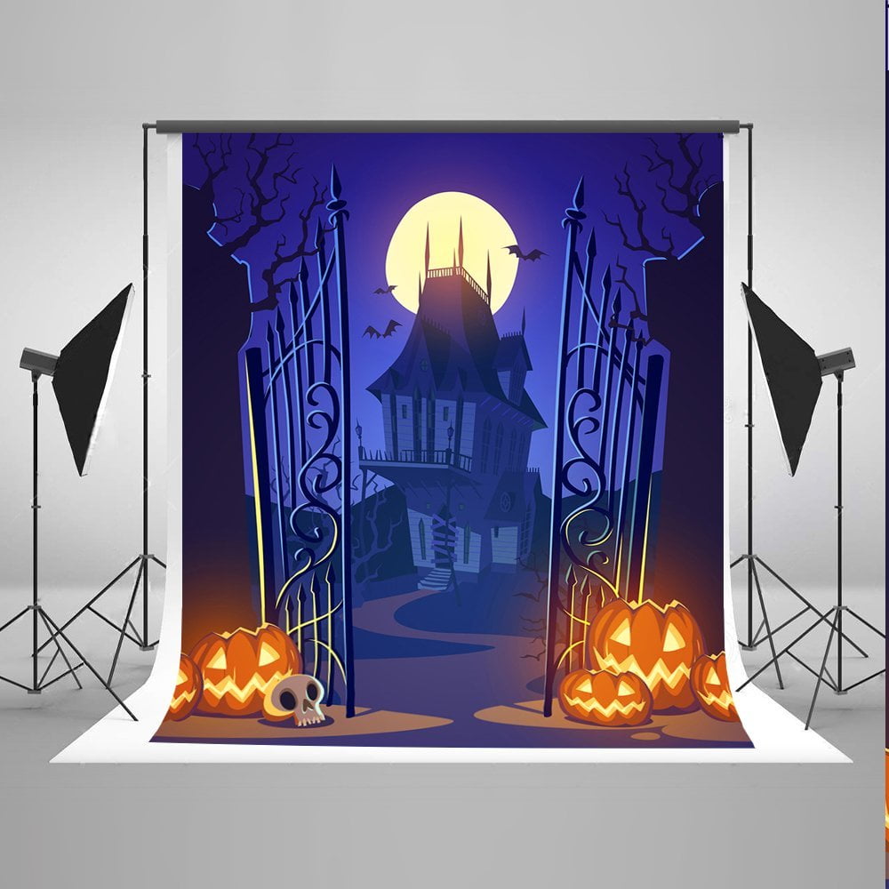 MOHome 5x7ft Halloween Photo Booth Prop Background Pumpkin Face Castle ...
