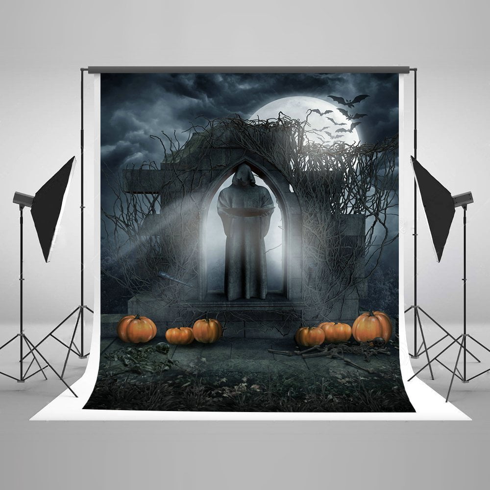 MOHome 5x7ft Halloween Photography Backdrops Thriller Boneyard Death ...