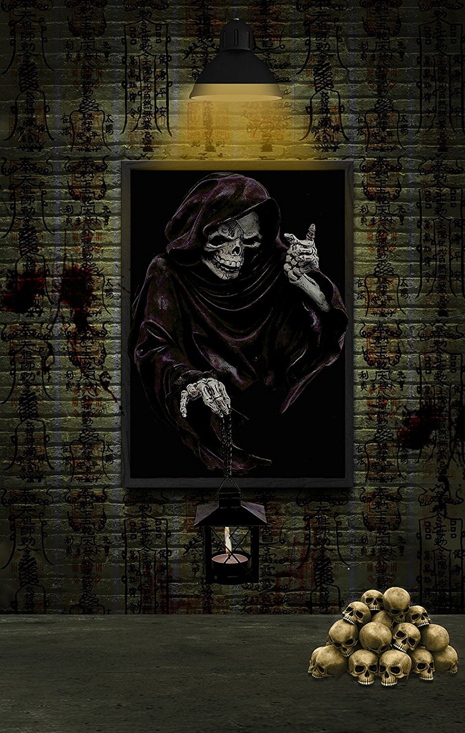 MOHome 5x7ft Halloween The Death Skulls Brick Wall Party Decorations ...