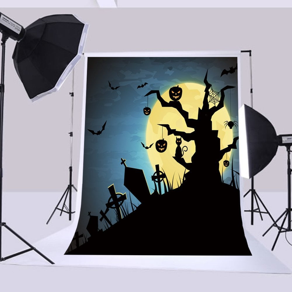 MOHome 5x7ft Halloween backdrop cemetery dead tree children photography ...
