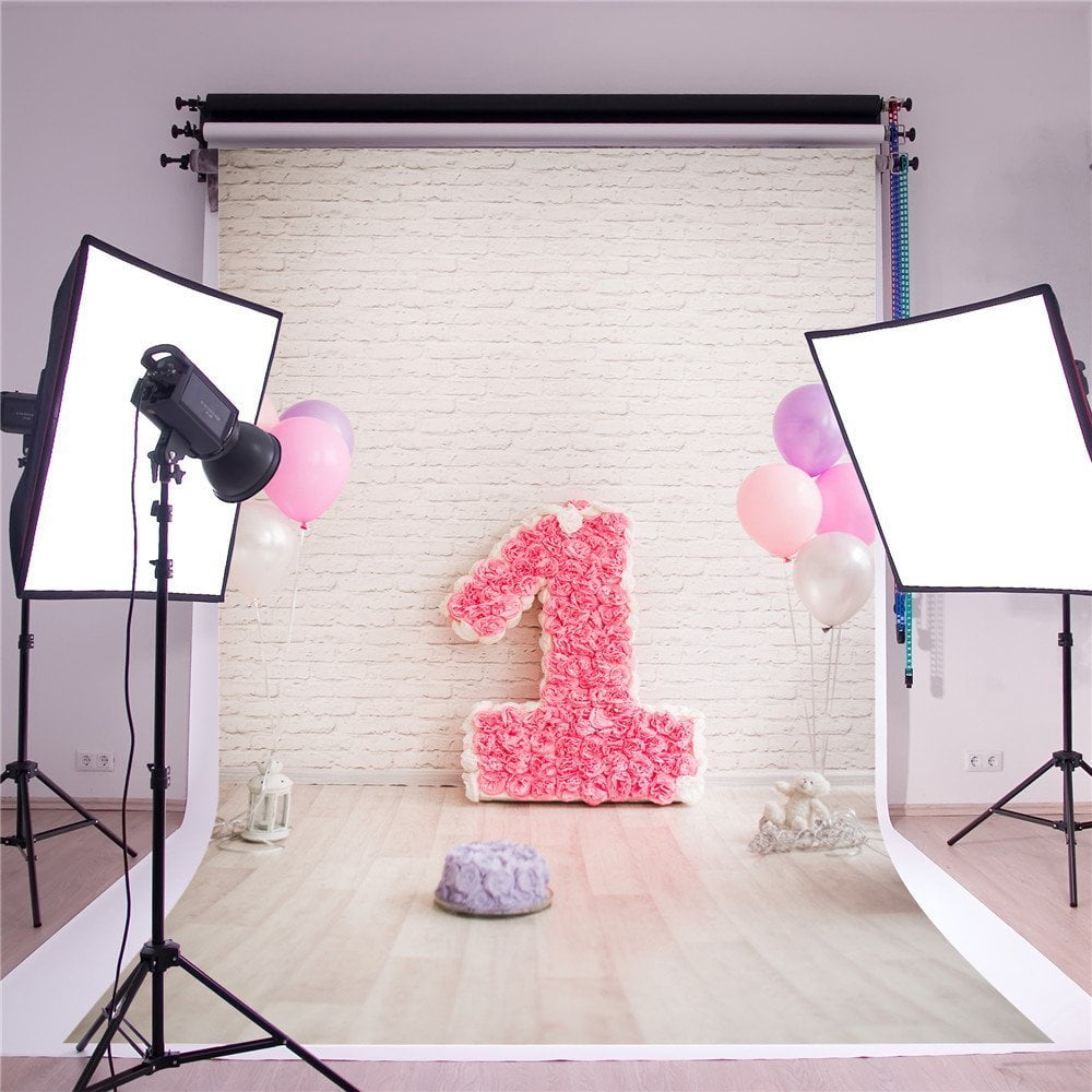 Mohome 5x7ft Happy Birthday Wall Photographic Backgrounds Pink Rose
