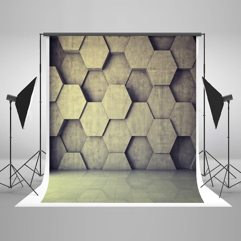 MOHome 5x7ft Hexagon Rock Wall Square Brick Floor Photo Backdrop ...