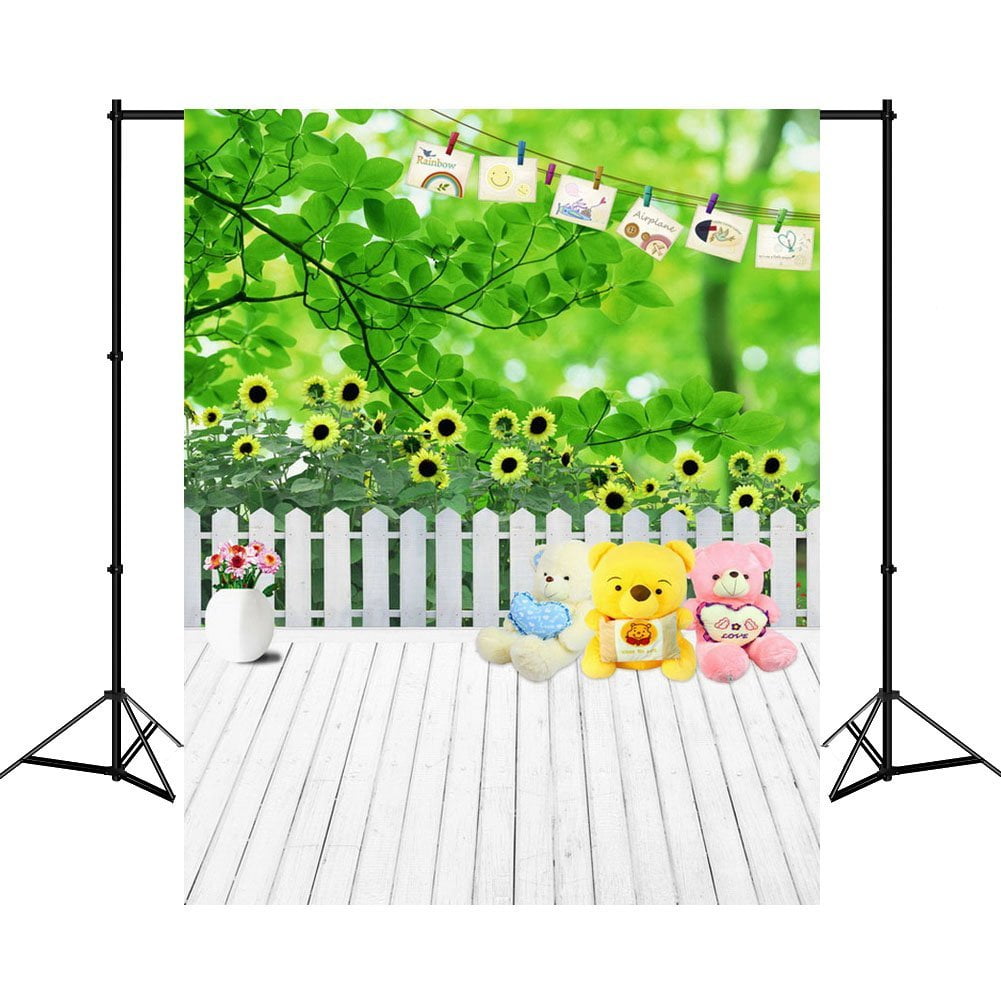 MOHome 5x7ft Kids Photography Backdrops White Wood Floor Toy Bears ...
