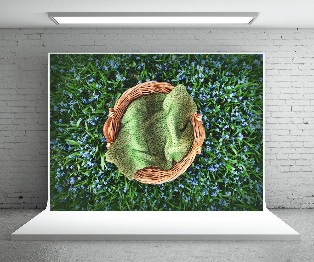 MOHome 5x7ft Newborn Backdrops Photography Green Glass Lavender Basket ...