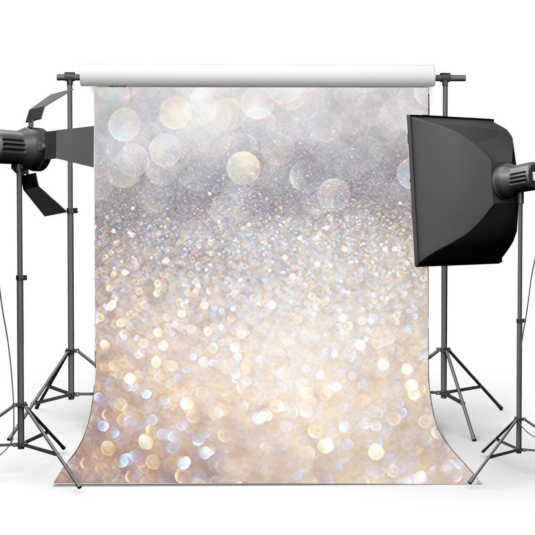 Mohome 5x7ft Photography Backdrop Bokeh Halos Silver Glitter Sequins