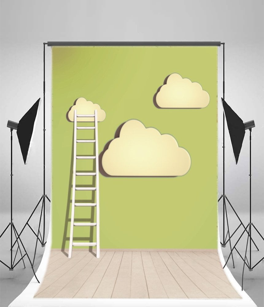 MOHome 5x7ft Photography Backdrop Cartoon Clouds Wallpaper Ladder ...