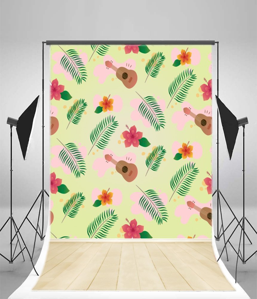 MOHome 5x7ft Photography Backdrop Cartoon Flowers Guitar Twig Patttern ...