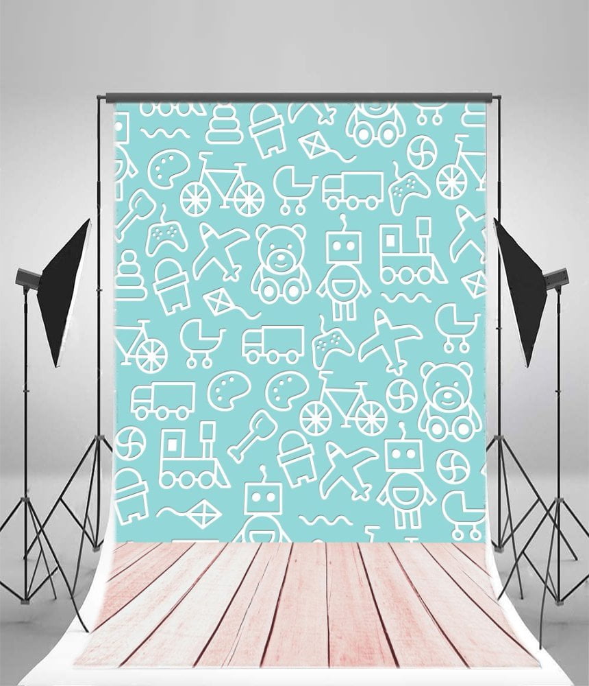 MOHome 5x7ft Photography Backdrop Cartoon Wallpaper Bike Bear Bus Plane ...