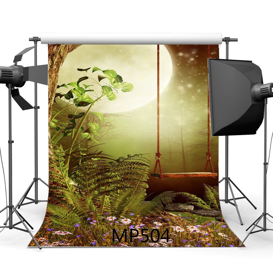 MOHome 5x7ft Photography Backdrop Dreamy Fairy Tale Forest Moon Night ...