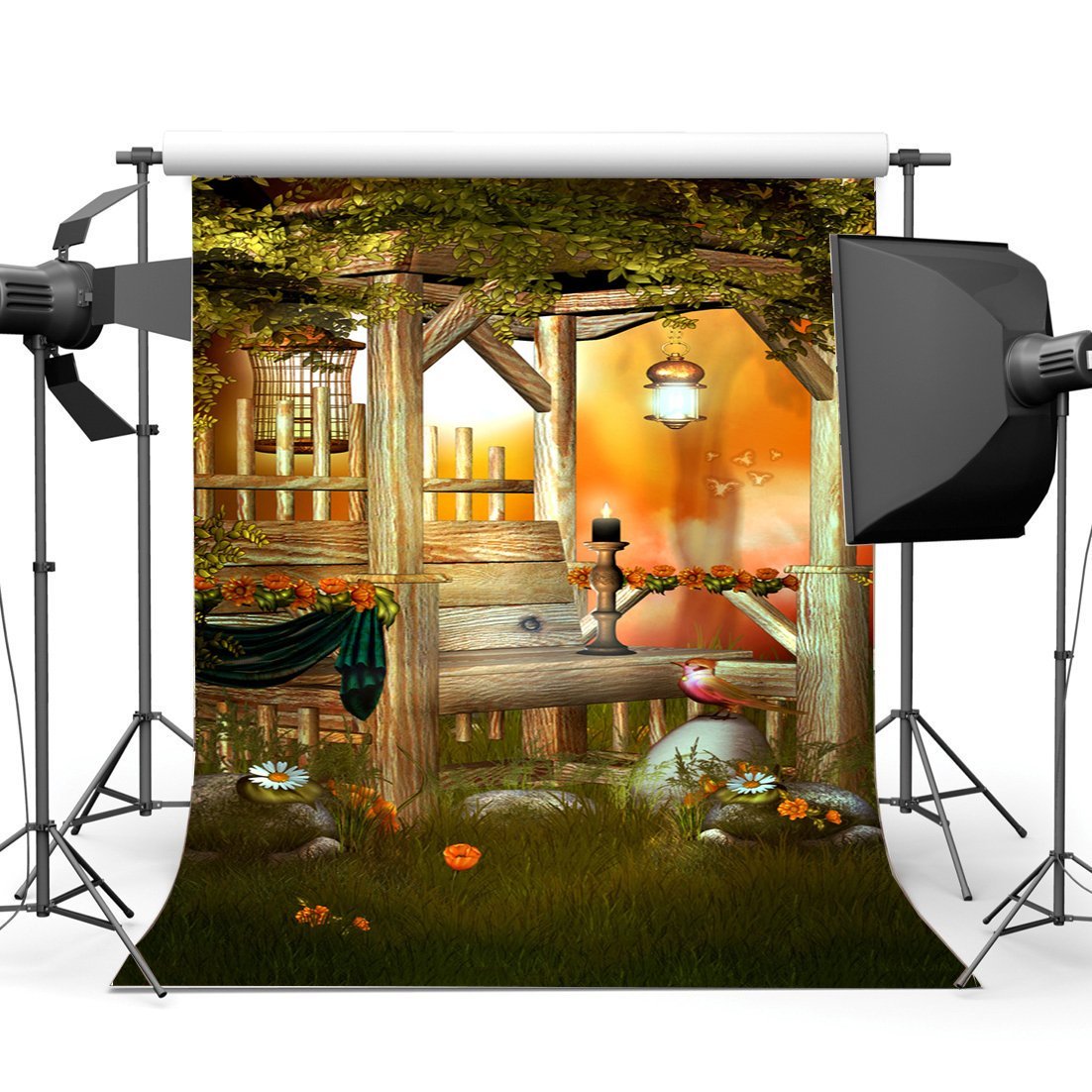 MOHome 5x7ft Photography Backdrop Dreamy Fairytale Lantern Pavilion ...