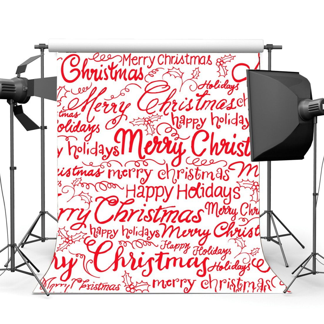 MOHome 5x7ft Photography Backdrop Merry Christmas Happy Holidays Red ...