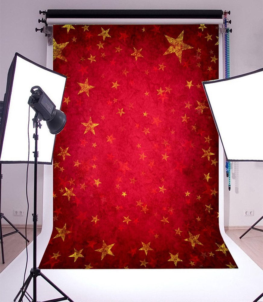 MOHome 5x7ft Photography Backdrop Red Grunge Star Decoration Design ...