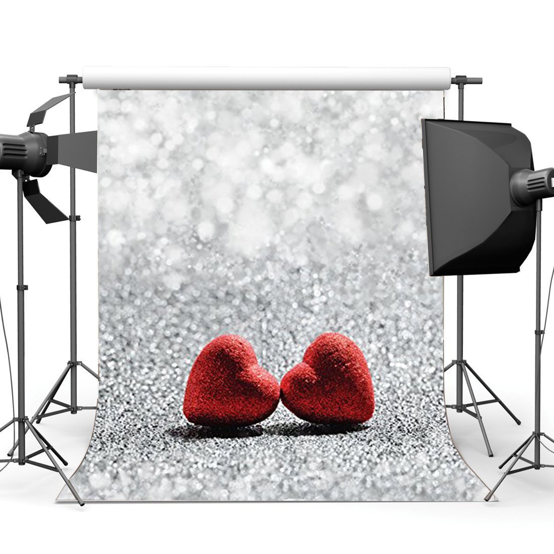 MOHome 5x7ft Photography Backdrop Valentine's Day Red Hearts Bokeh ...