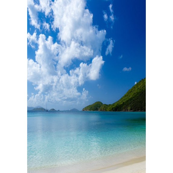 MOHome 5x7ft Photography Background Blue Sky White Clouds Sea Green ...
