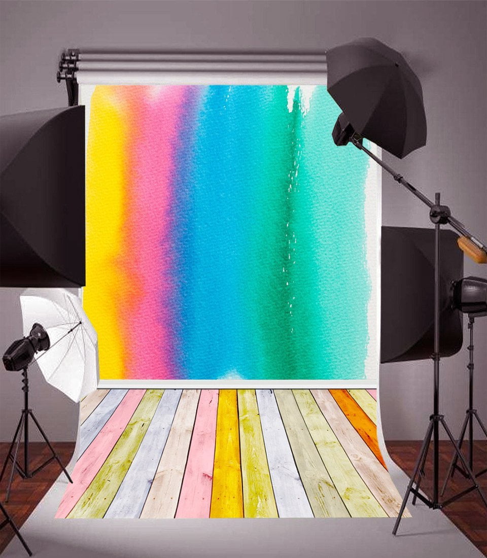 MOHome 5x7ft Photography Background Color Paint Wall Stripes Wood Floor ...