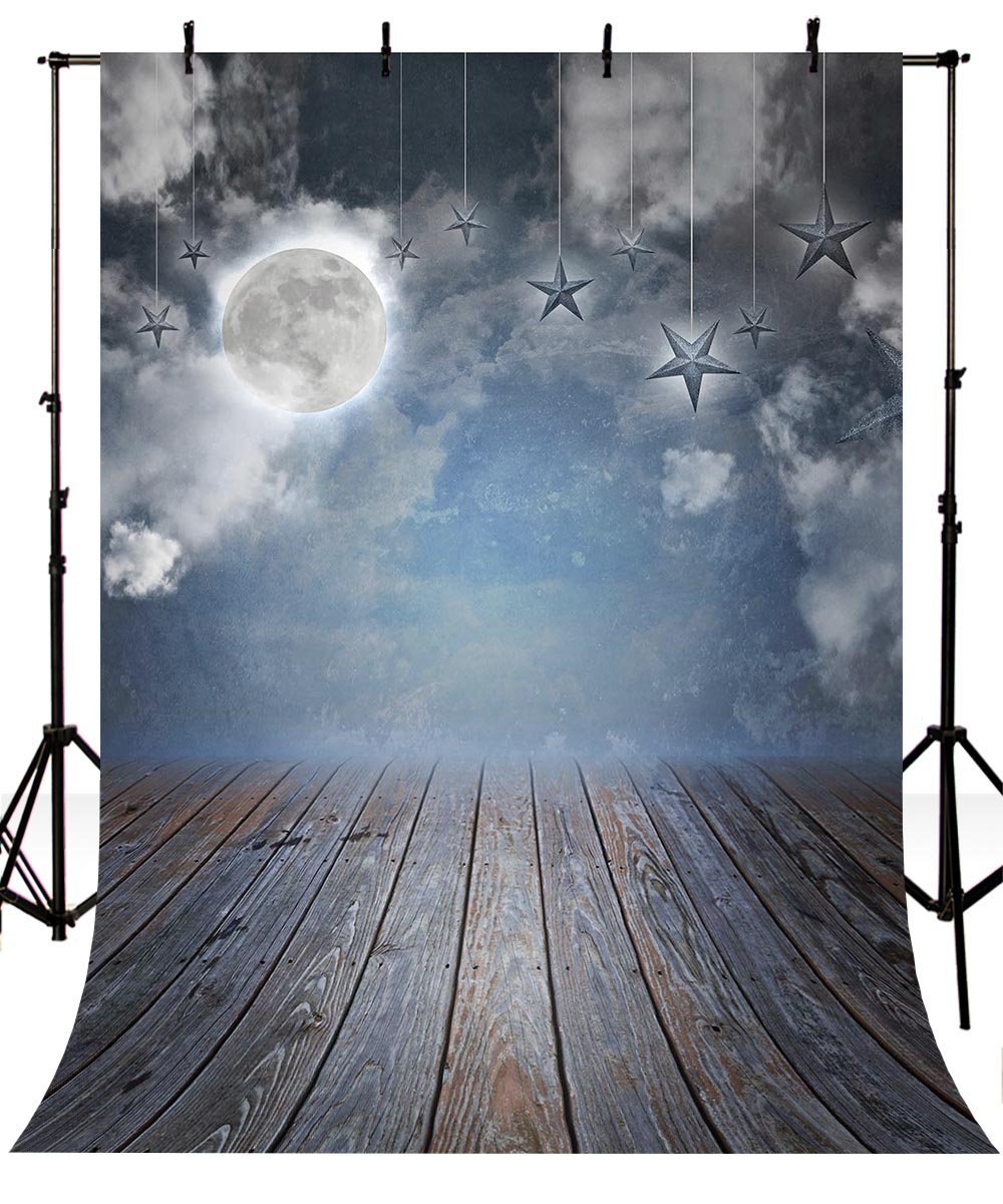 MOHome 5x7ft Photography Background Newborn Wood Floor Moon Photography ...