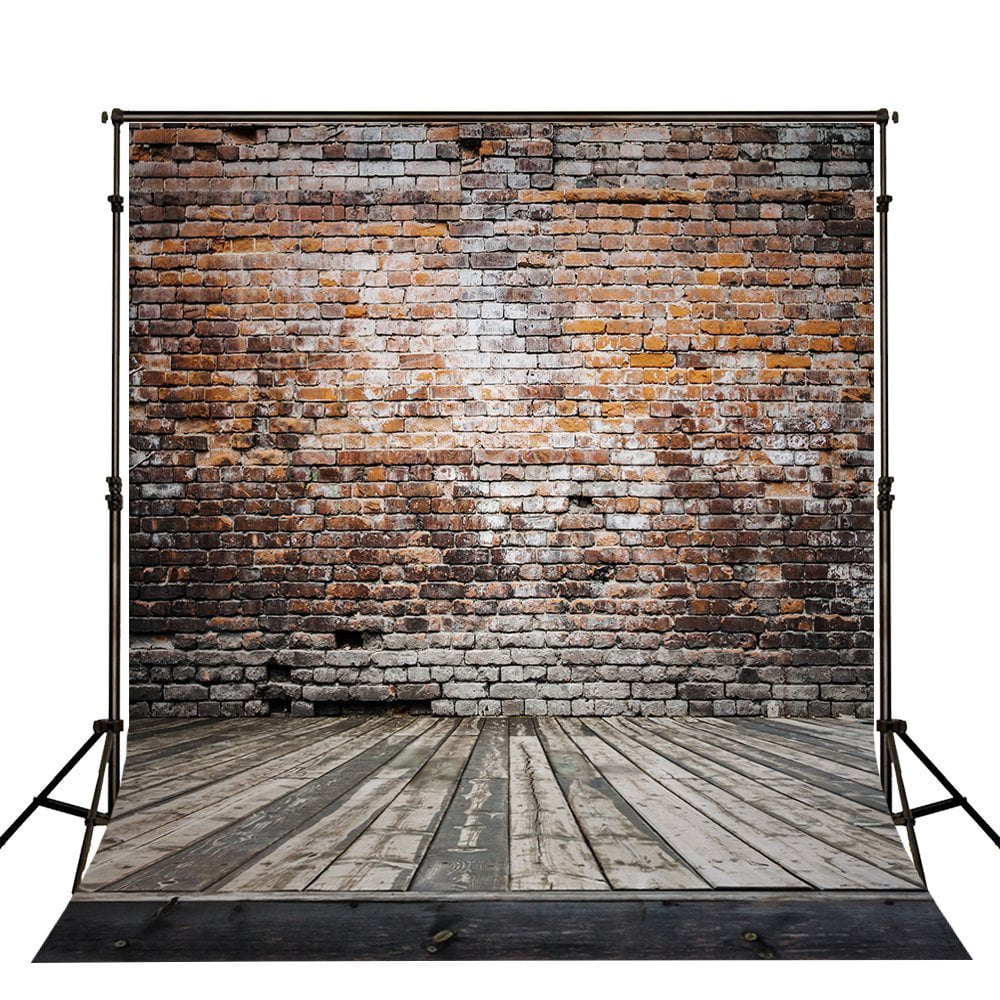 MOHome 5x7ft Photography Background Wood Floor Photo Backdrops Studio Props Retro Brick Wall ...