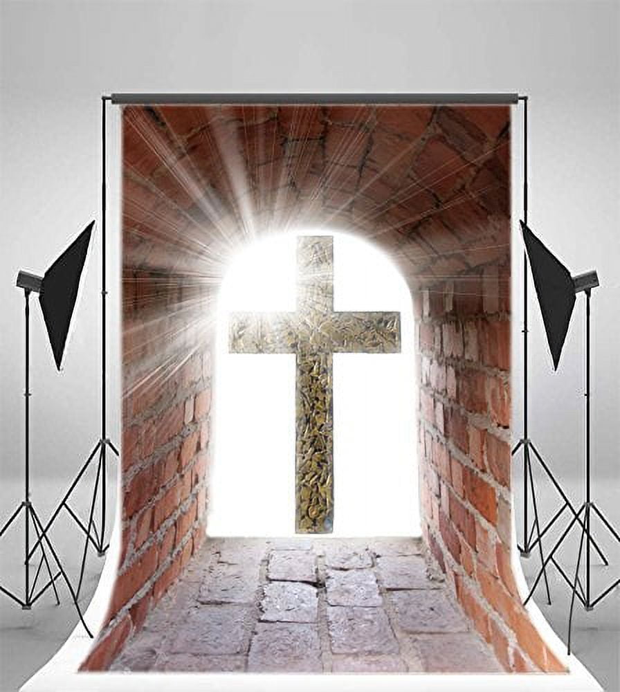 MOHome 5x7ft Photography Cross Backdrop Bright Rays Brick Wall ...