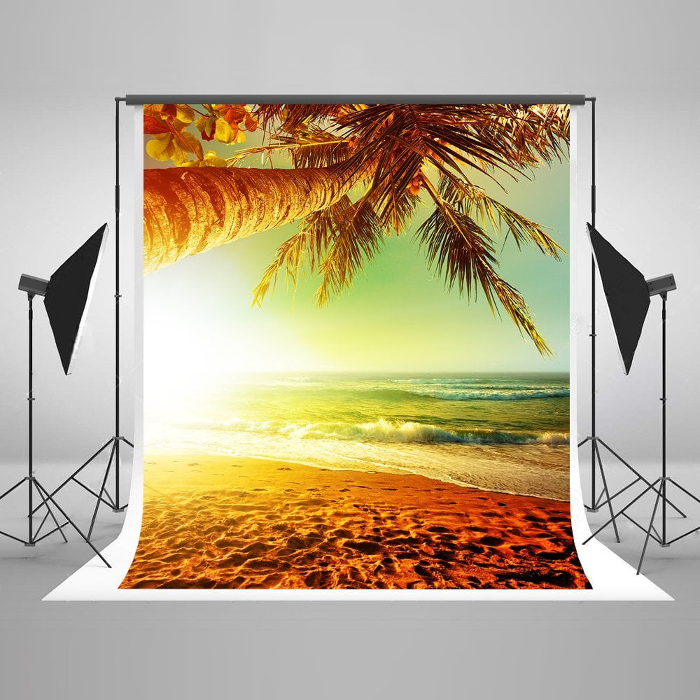 MOHome 5x7ft Photography backdrops Sunset palm ocean waves beach themed ...