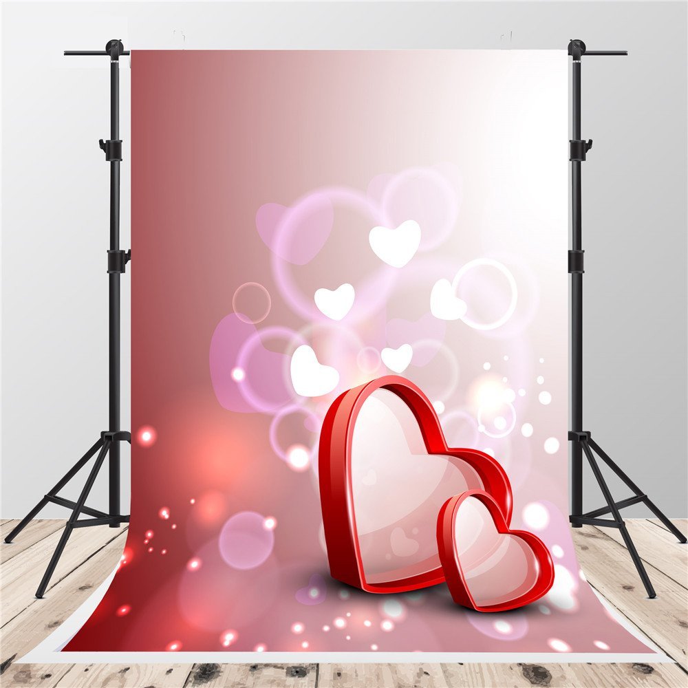 MOHome 5x7ft Pink Backdrops for Photography Red Love Background White ...
