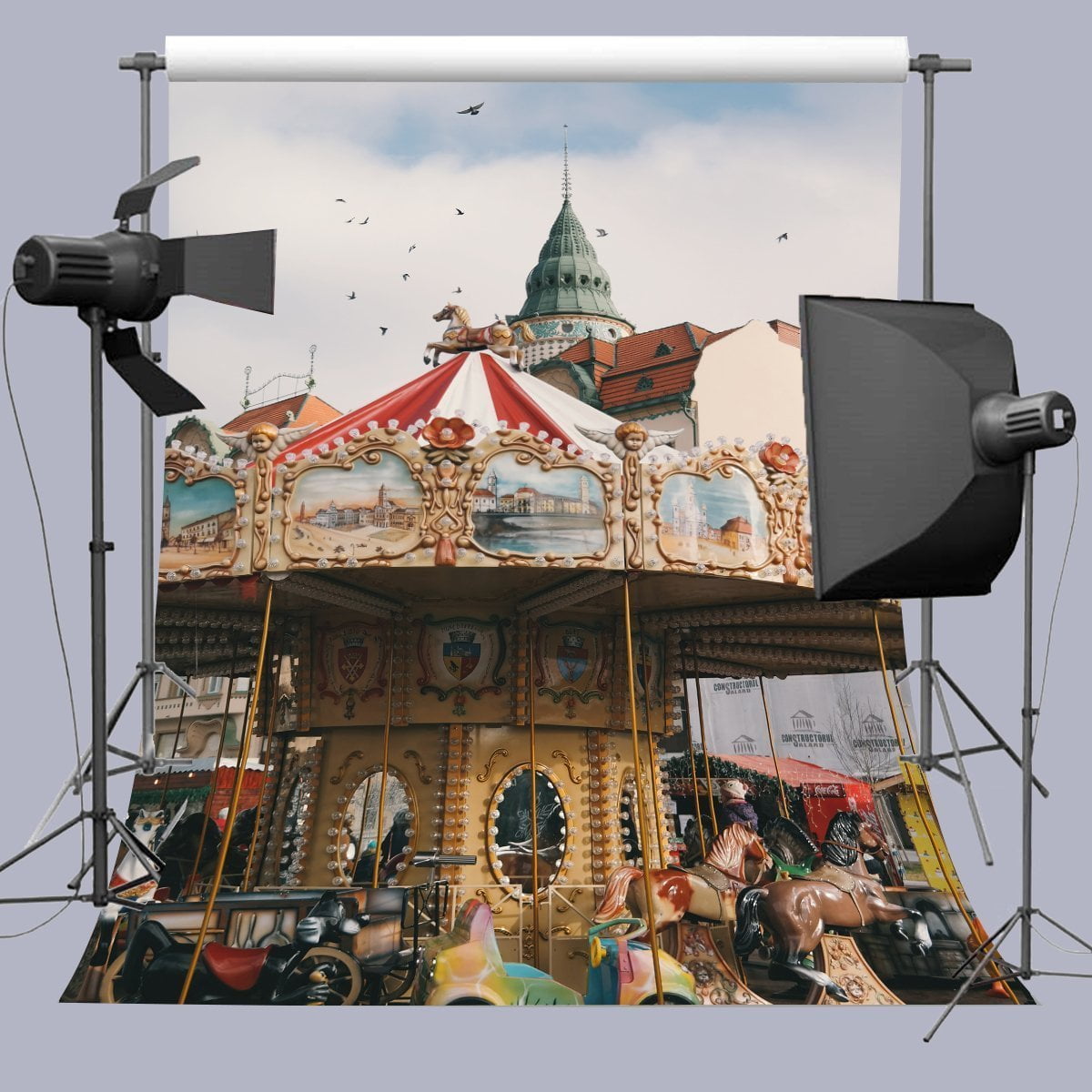 MOHome 5x7ft Playground Carousel Photography Backdrop Children Photo ...