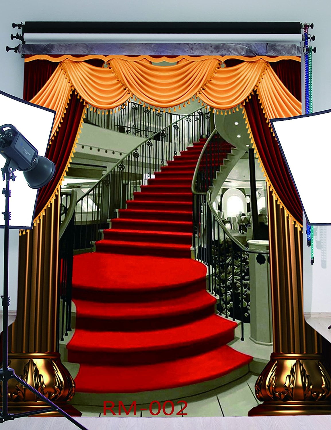 MOHome 5x7ft Red Carpet Stairs Photography Backdrop Photo Background ...