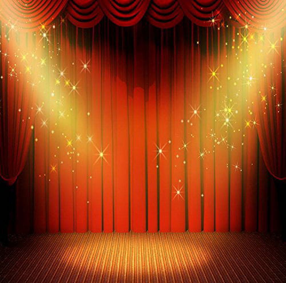 MOHome 5x7ft Red Curtain Gold Start Spotlight Stage Photography Studio ...