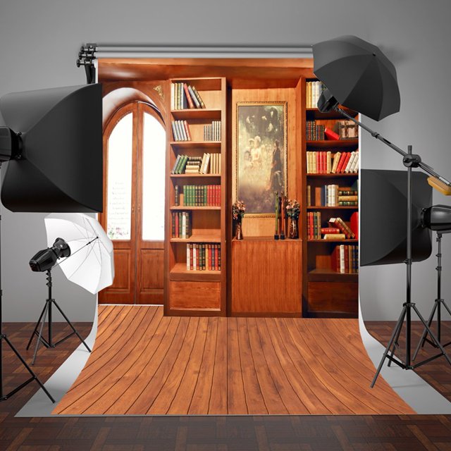 MOHome 5x7ft Retro Study Bookshelf Photography Backdrops Arch and Mural ...