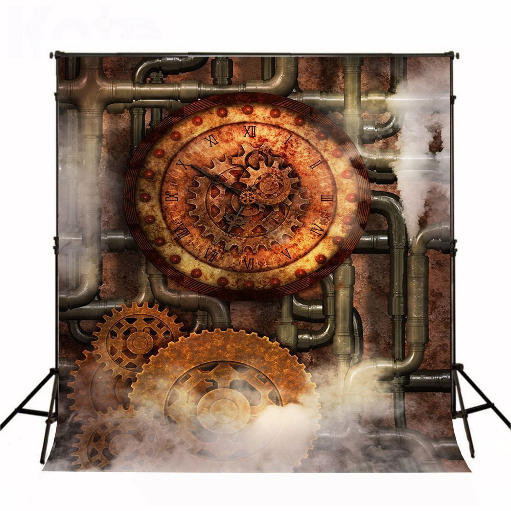 MOHome 5x7ft Retro Style Backgrounds Toothed Wheel Photo Backdrop Clock ...