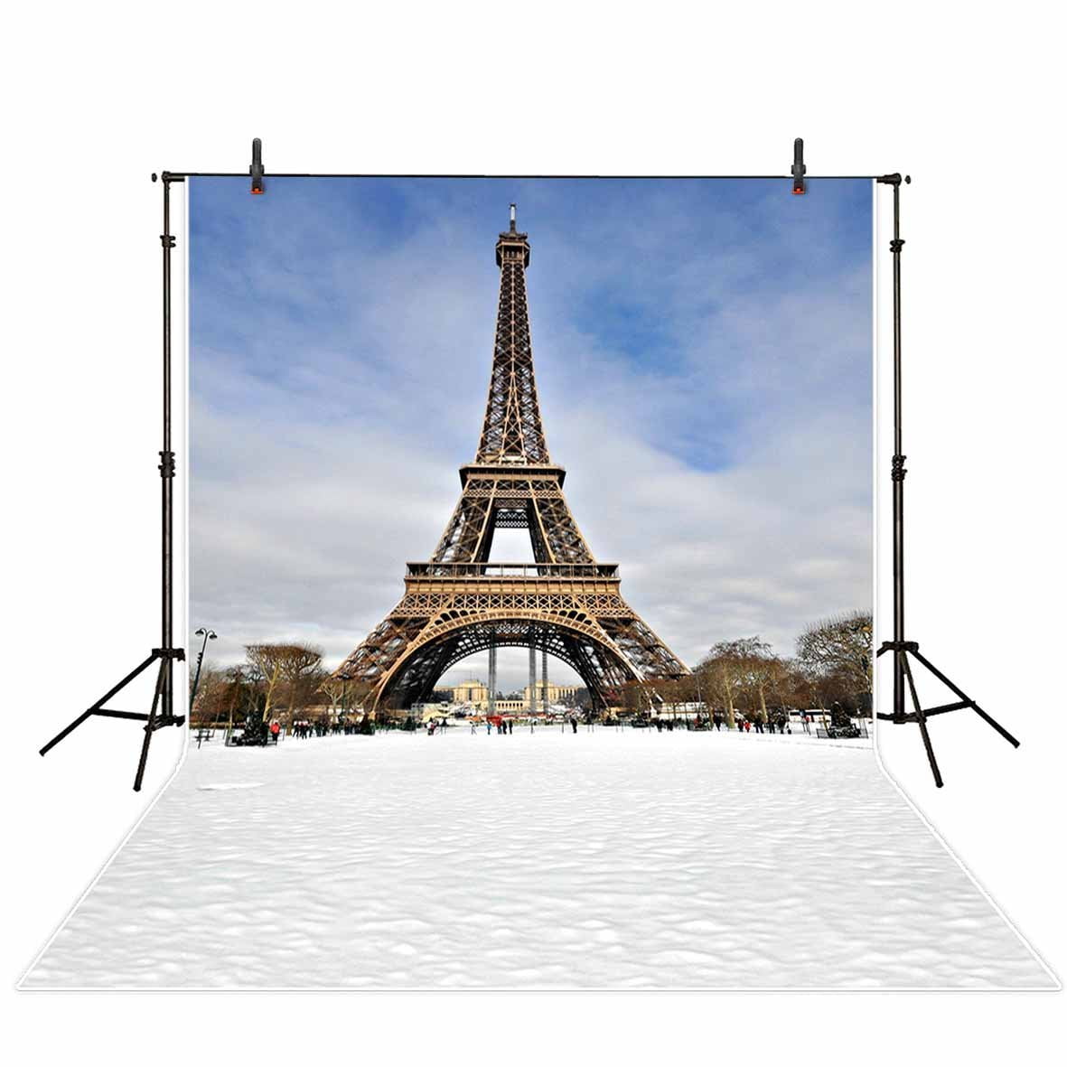 MOHome 5x7ft Scenic Natural Photography Backdrops Winter Eiffel Tower ...