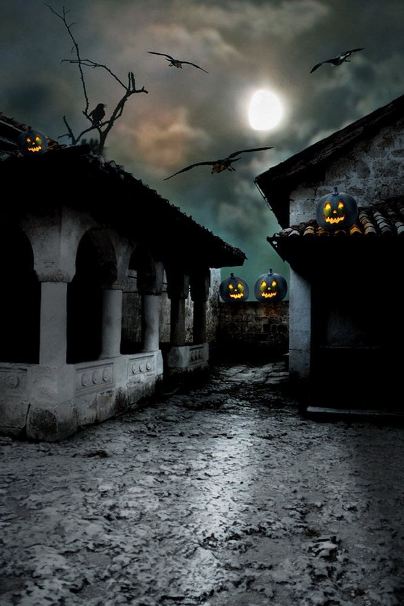 MOHome 5x7ft Spooky Halloween Scary Pumpkins Crows Hauted Houses ...