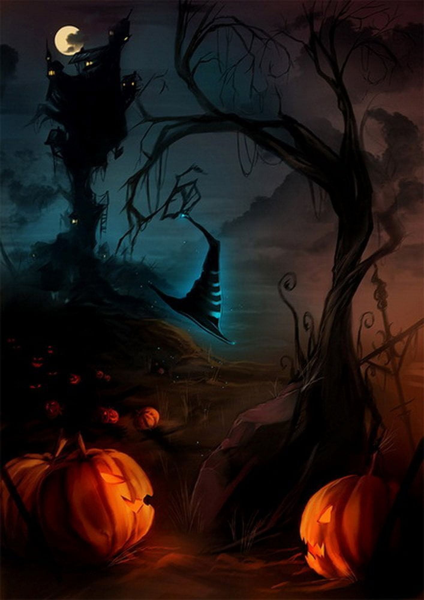 MOHome 5x7ft Spooky Halloween Scary Pumpkins Ghosts Full Moon ...